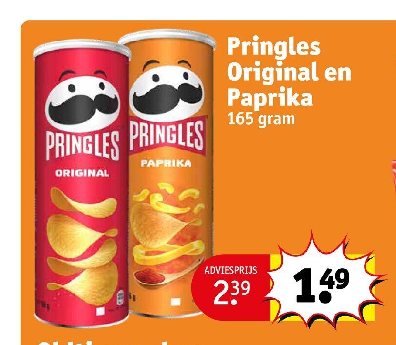 Pringles Original en Paprika 165 gram aanbieding bij Kruidvat