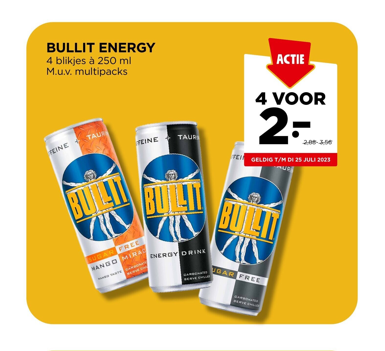 BULLIT ENERGY 4 blikjes à 250 ml M.u.v. multipacks aanbieding bij Jumbo