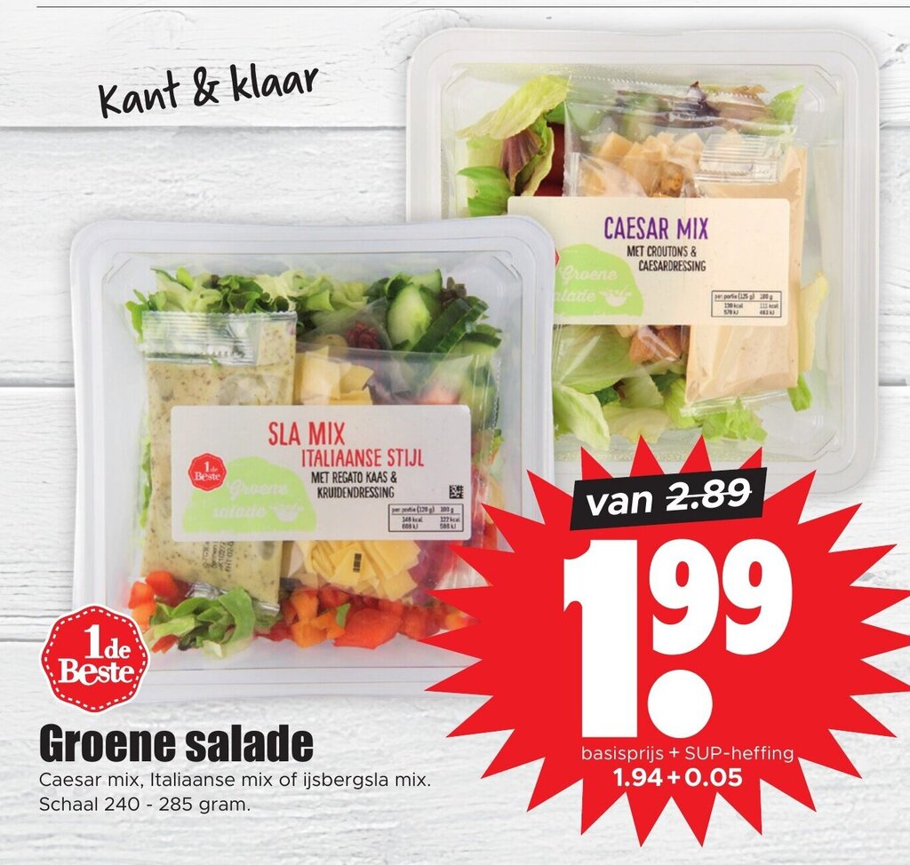 Groene salade Caesar mix, Italiaanse mix of ijsbergsla mix. Schaal 240 ...