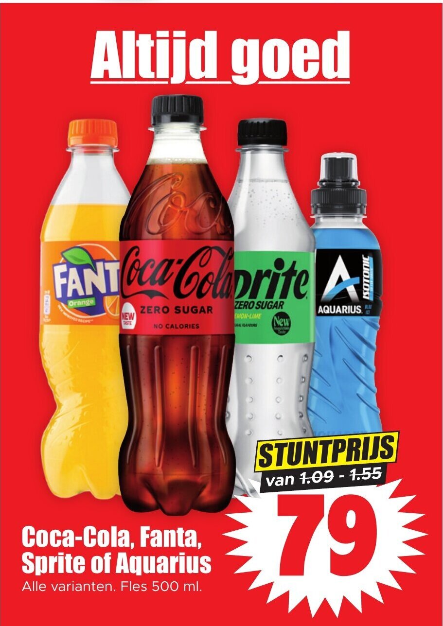 Coca-Cola, Fanta, Sprite of Aquarius Alle varianten. Fles 500 ml ...