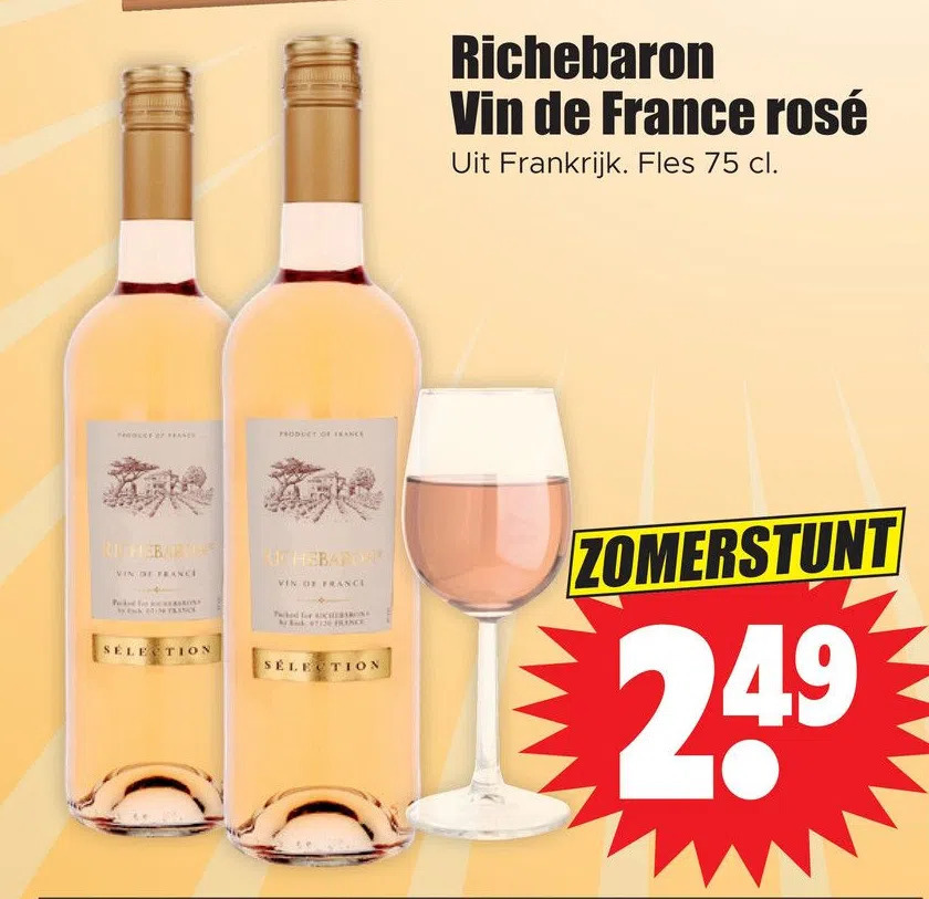 Richebaron vin de france rosé aanbieding bij Dirk