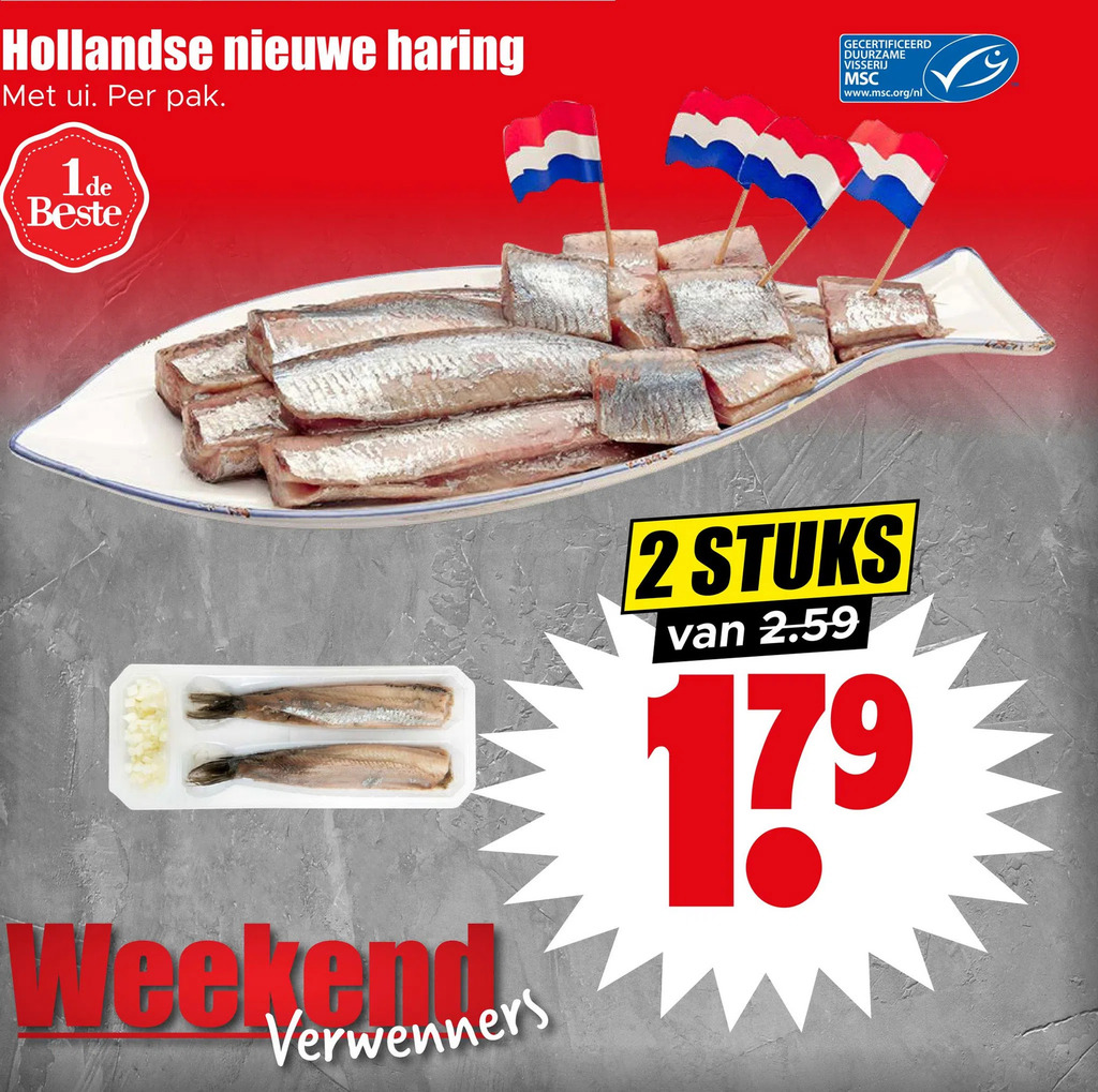 Hollandse nieuwe haring aanbieding bij Dirk