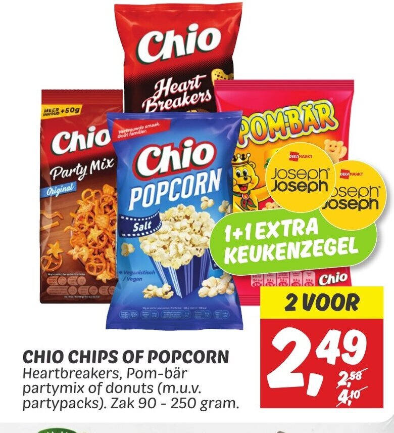 CHIO CHIPS OF POPCORN Heartbreakers, Pom-bär partymix of donuts (m.u.v ...