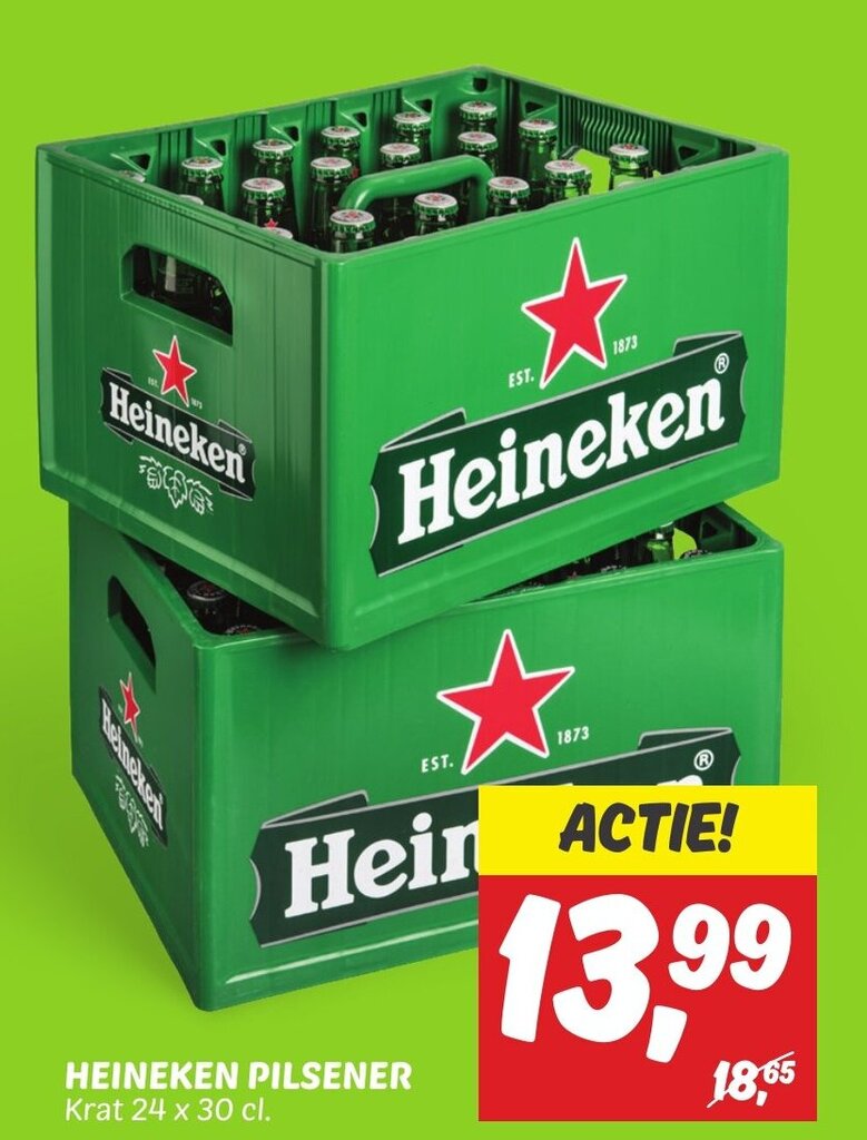 HEINEKEN PILSENER Krat 24 x 30 cl. aanbieding bij Dekamarkt