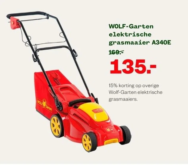Wolf-garten elektrische grasmaaier a340e aanbieding bij Welkoop