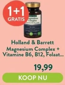 Magnesium complex + vitamine b6, b12, folaat - 60 tabletten aanbieding ...
