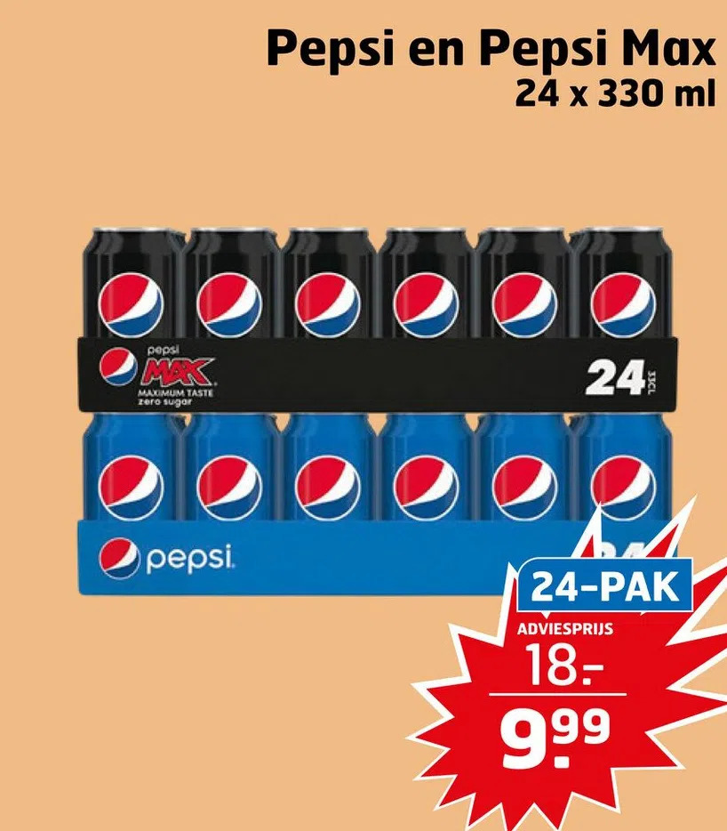 Pepsi en pepsi max aanbieding bij Trekpleister