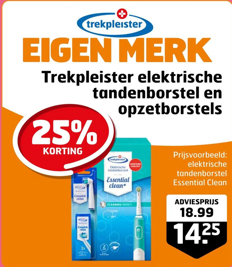 Trekpleister elektrische tandenborstel en opzetborstels aanbieding bij ...