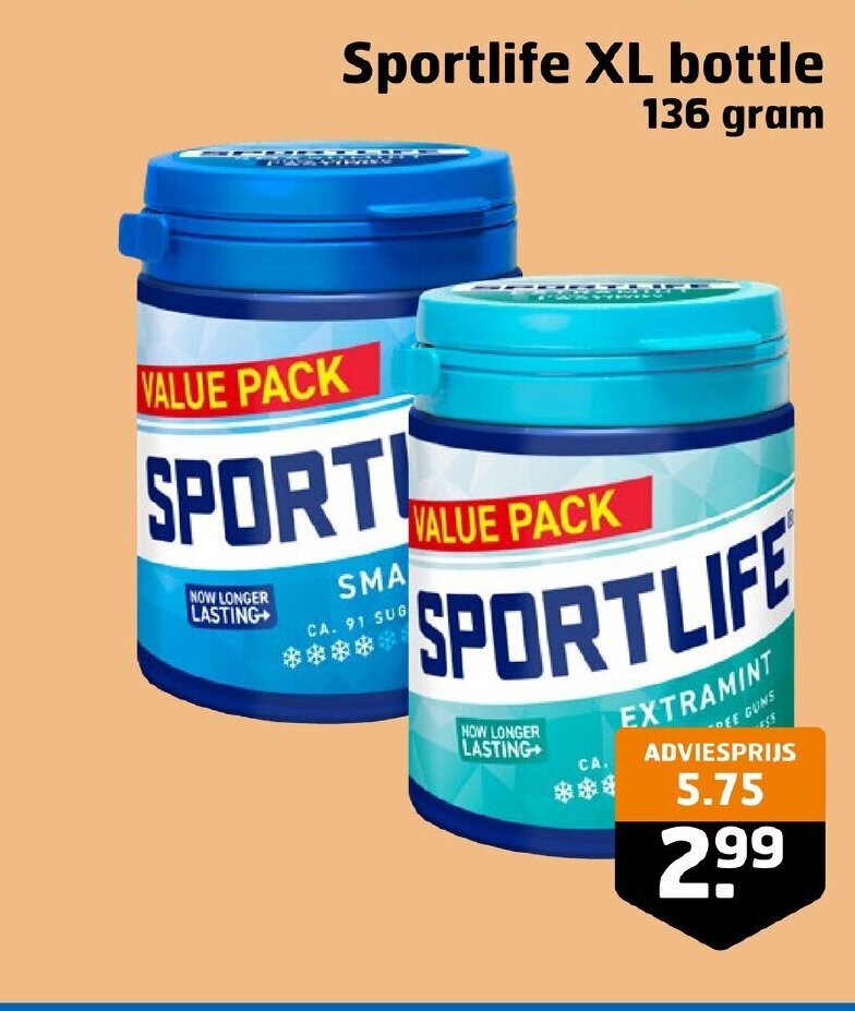 Sportlife XL bottle 136 gram aanbieding bij Trekpleister