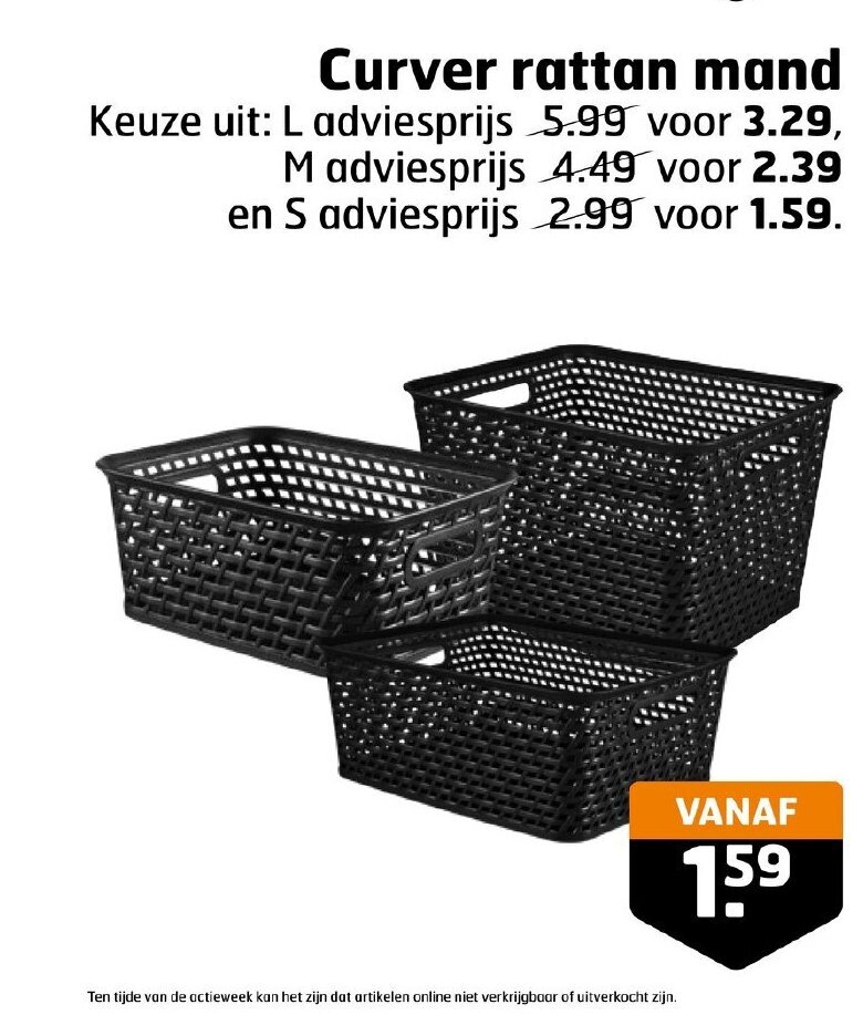 Curver rattan mand (S) aanbieding bij Trekpleister