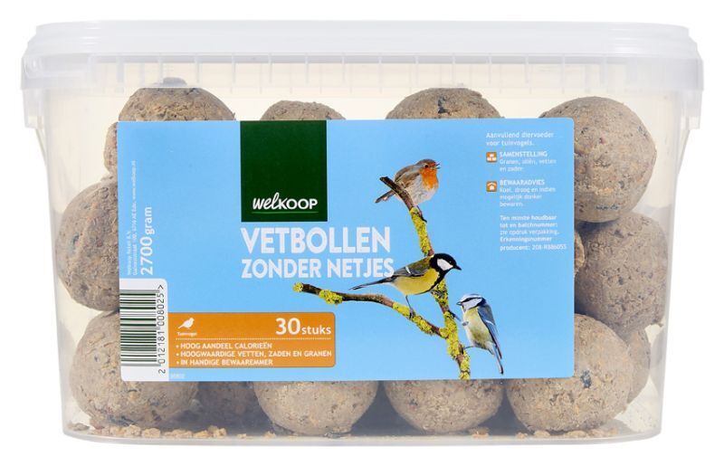 Welkoop vetbollen - tuinvogelvoer - in emmer - 30 stuks aanbieding bij Welkoop