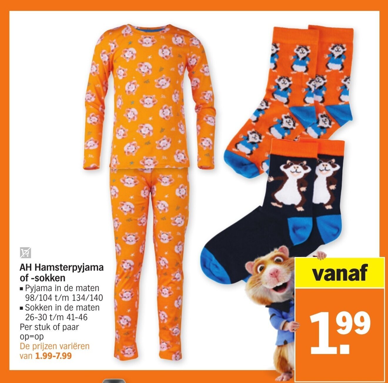 AH Hamsterpyjama of -sokken aanbieding bij Albert Heijn