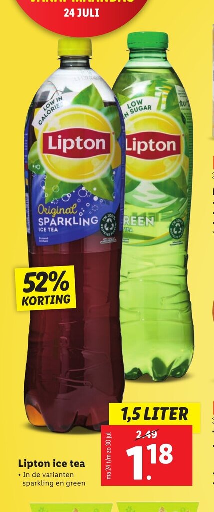 Lipton ice tea 1,5 liter aanbieding bij Lidl