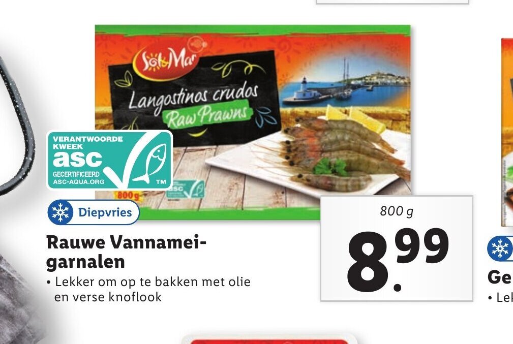 Rauwe Vannamei- garnalen 800 g aanbieding bij Lidl