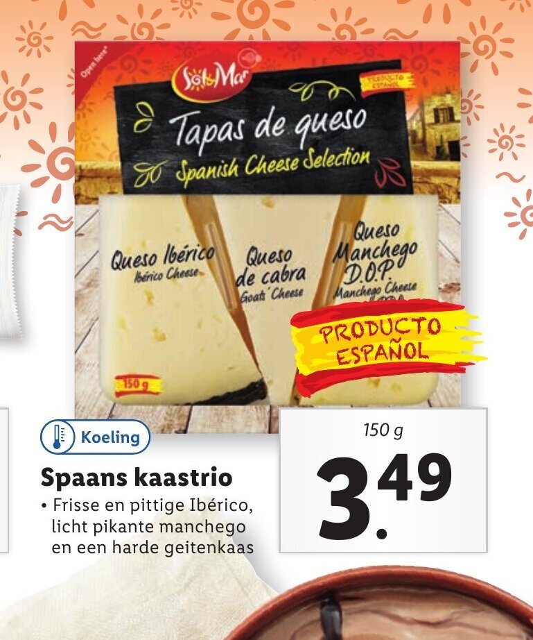 Spaans kaastrio 150 g aanbieding bij Lidl