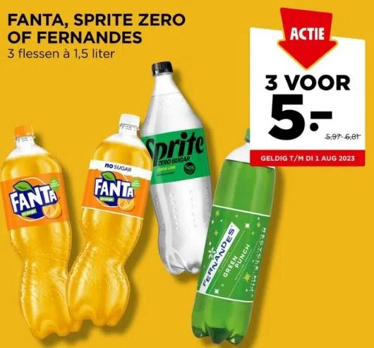 Fanta, sprite zero of fernandes aanbieding bij Jumbo