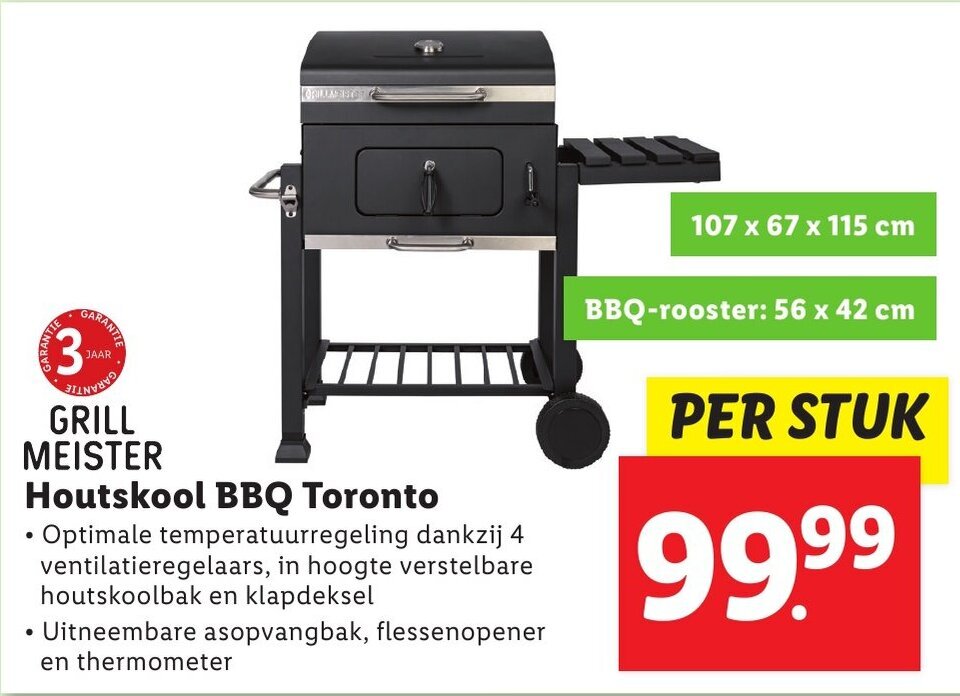 GRILL MEISTER Houtskool BBQ Toronto aanbieding bij Lidl