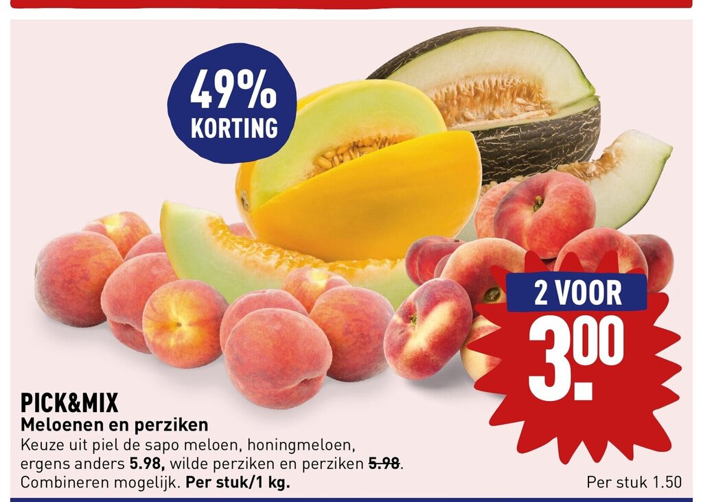 PICK&MIX Meloenen en perziken aanbieding bij ALDI