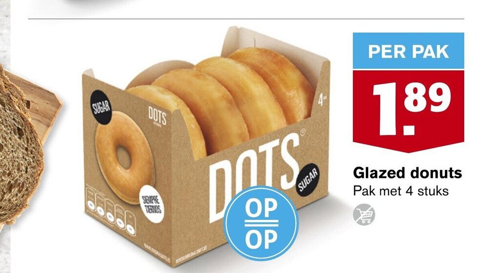 Glazed donuts Pak met 4 stuks aanbieding bij Hoogvliet