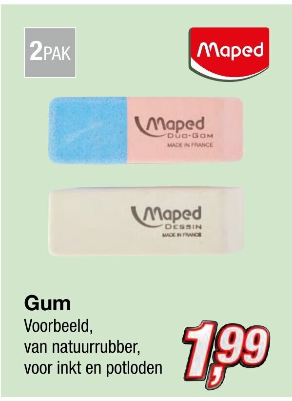 2PAK Gum Voorbeeld, van natuurrubber, voor inkt en potloden aanbieding ...
