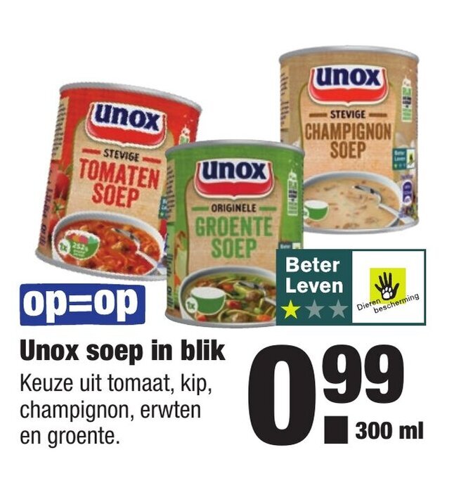 Unox soep in blik 300 ml aanbieding bij ALDI