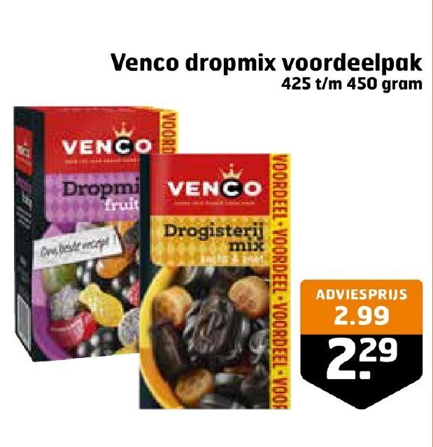 Venco dropmix voordeelpak 425 t/m 450 gram aanbieding bij Trekpleister