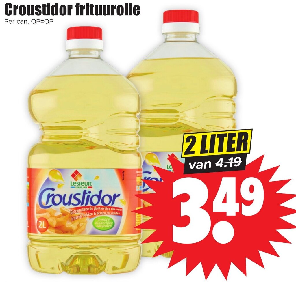Croustidor frituurolie 2 LITER aanbieding bij Dirk