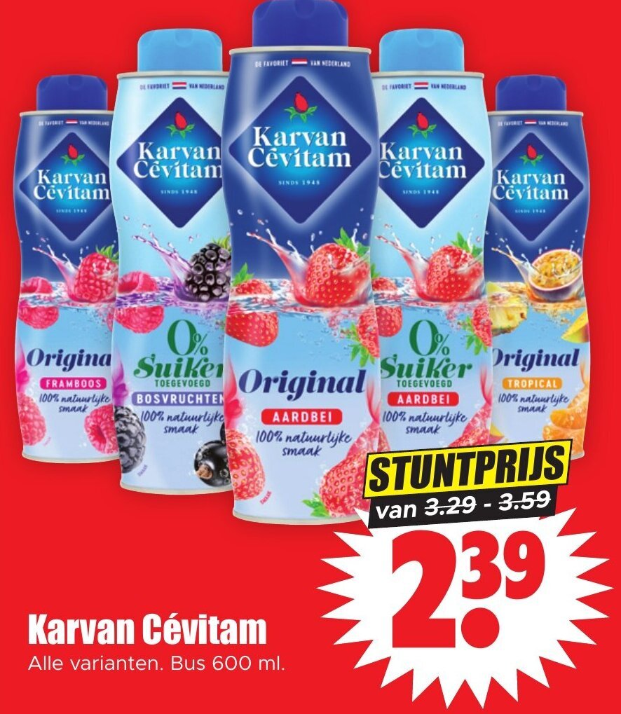 Karvan Cevitam Alle varianten. Bus 600 ml. aanbieding bij Dirk