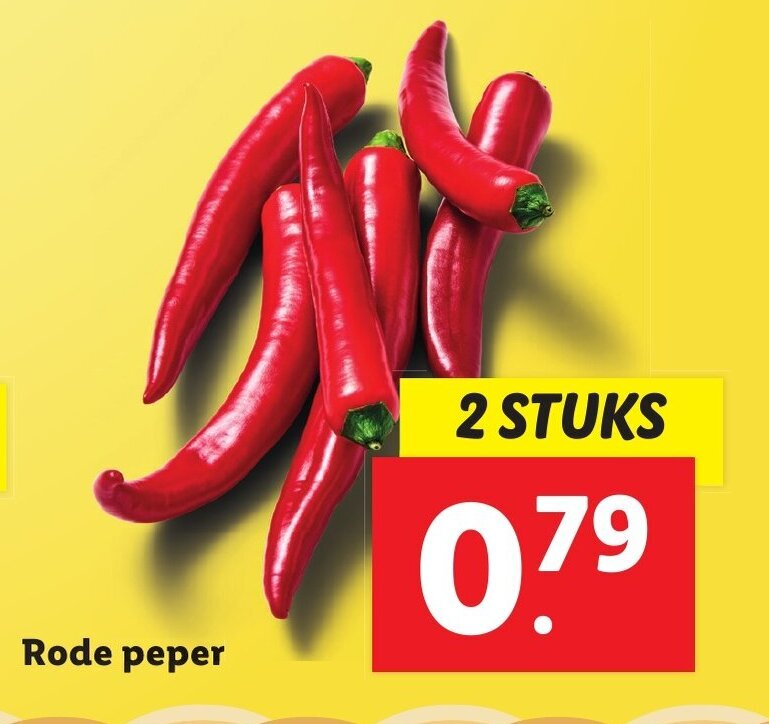 Rode peper 2 STUKS aanbieding bij Lidl