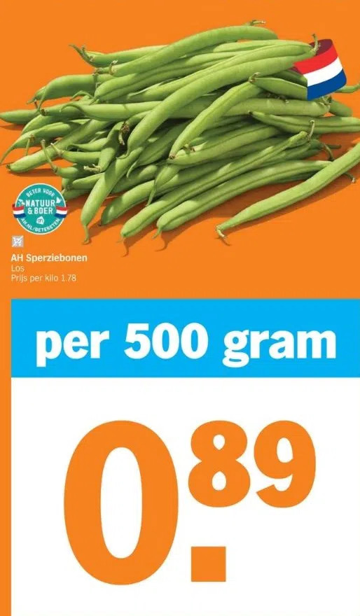 Ah sperziebonen los prijs per kilo 1.78 aanbieding bij Albert Heijn