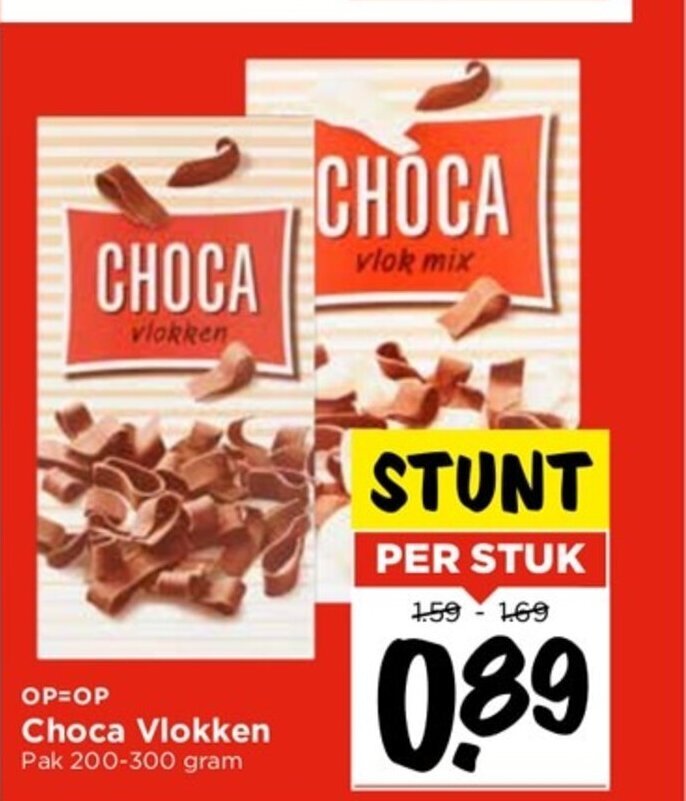 Choca Vlokken Pak 200-300 gram aanbieding bij Vomar Voordeelmarkt