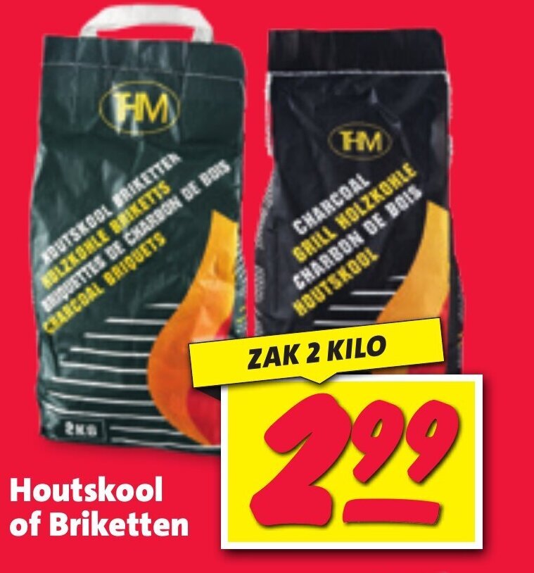Houtskool of Briketten ZAK 2 KILO aanbieding bij Nettorama