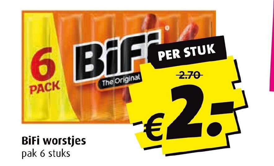 BiFi worstjes pak 6 stuks aanbieding bij Boni