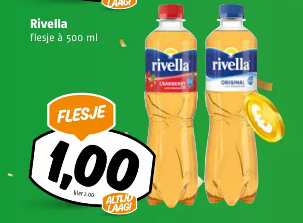 Rivella flesje à 500 ml aanbieding bij Poiesz