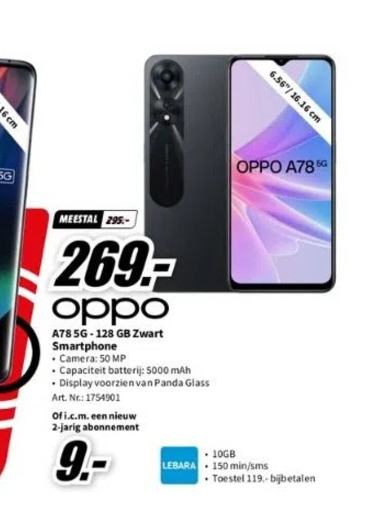 oppo A785G-128 GB Zwart Smartphone aanbieding bij MediaMarkt