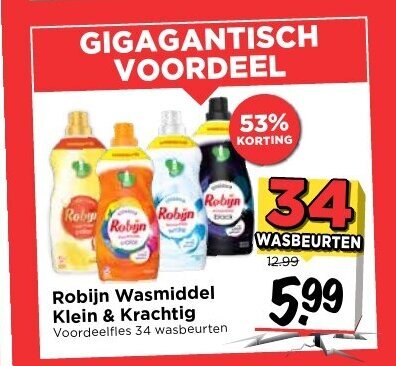 Robijn Wasmiddel Klein & Krachtig 34 Wasbeurten aanbieding bij Vomar ...