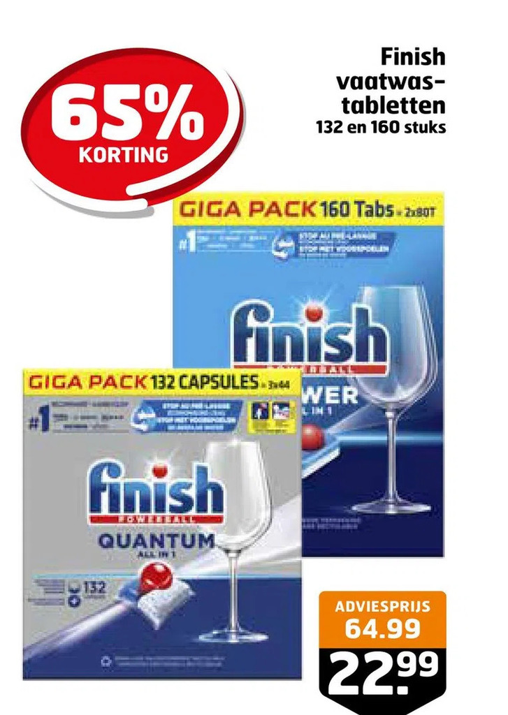Finish vaatwas- tabletten aanbieding bij Trekpleister
