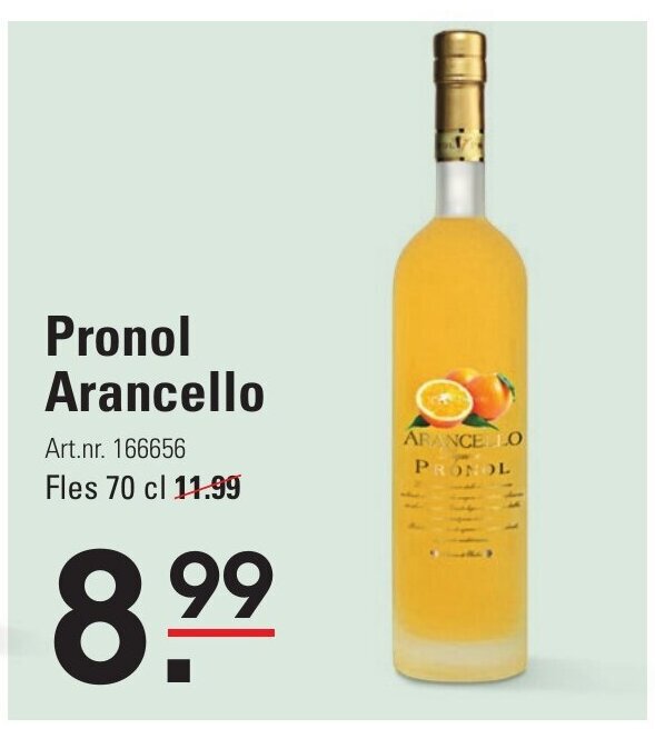 Pronol Arancello Art.nr. 166656 Fles 70 cl aanbieding bij Sligro