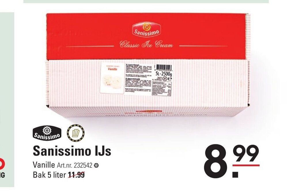 Sanissimo IJs Bak 5 liter 11.99 aanbieding bij De Kweker
