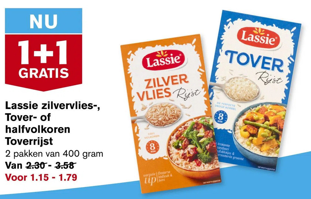 Lassie zilvervlies-, tover- of halfvolkoren toverrijst 1+1 GRATIS ...