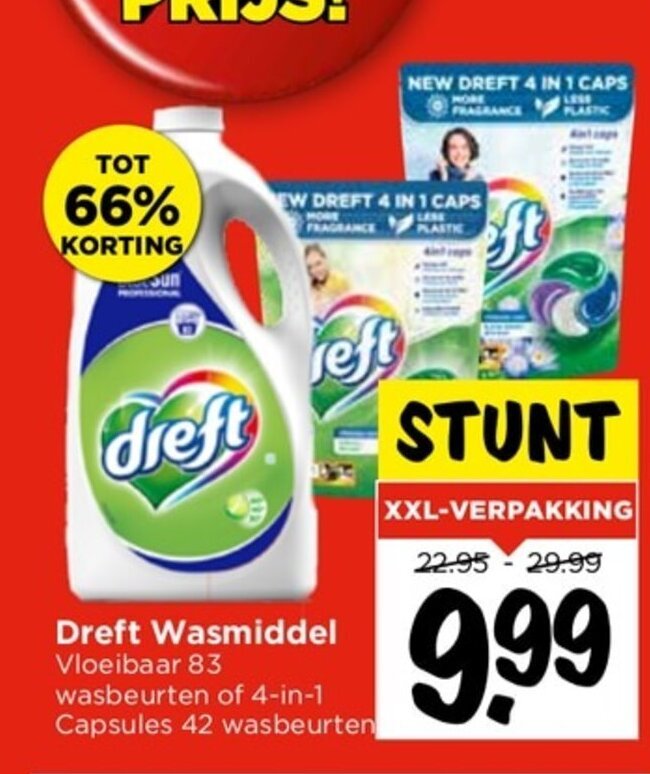Dreft Wasmiddel Vloeibaar 83 wasbeurten of 4-in-1 Capsules 42 ...