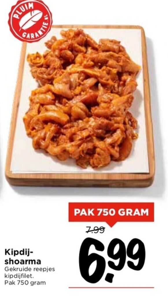Kipdij-shoarma Gekruide reepjes kipdijfilet. Pak 750 gram aanbieding ...