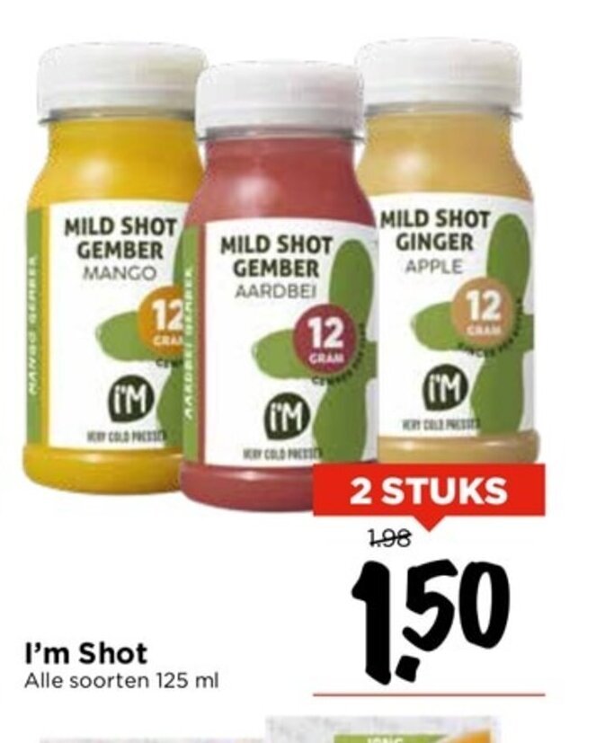 I'm Shot Alle soorten 125 ml aanbieding bij Vomar Voordeelmarkt
