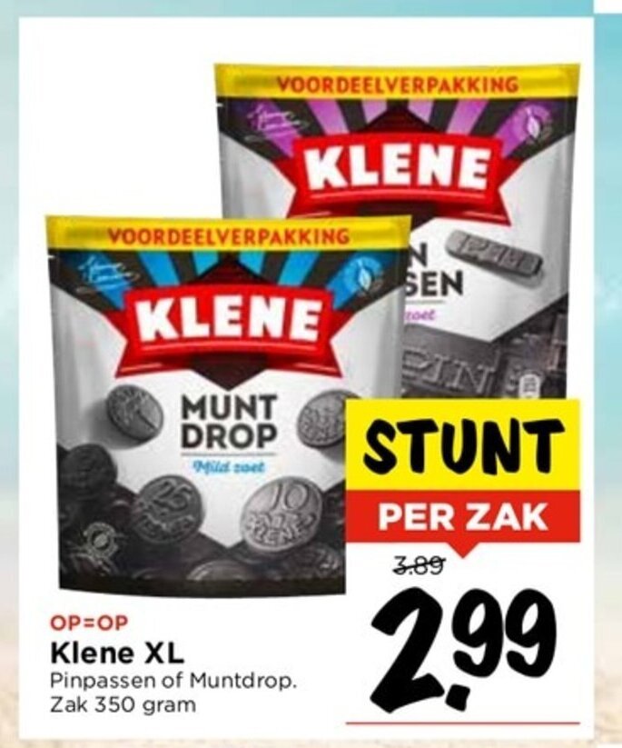 Klene XL Pinpassen of Muntdrop. Zak 350 gram aanbieding bij Vomar ...