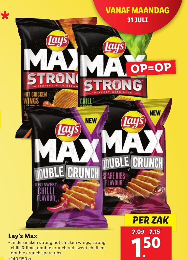 Lay's Max 140/150g aanbieding bij Lidl