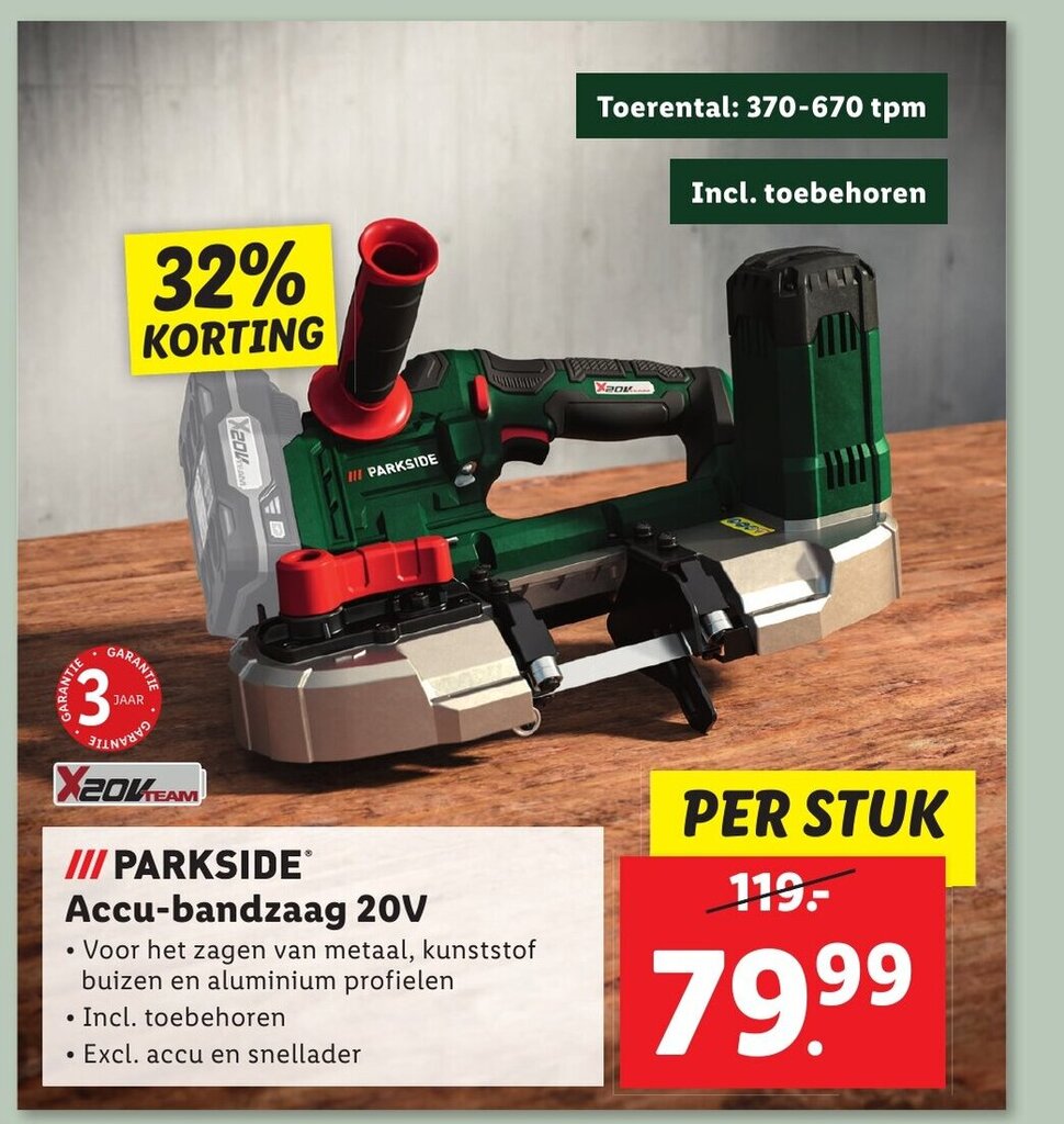PARKSIDEⓇ Accu-bandzaag 20V aanbieding bij Lidl