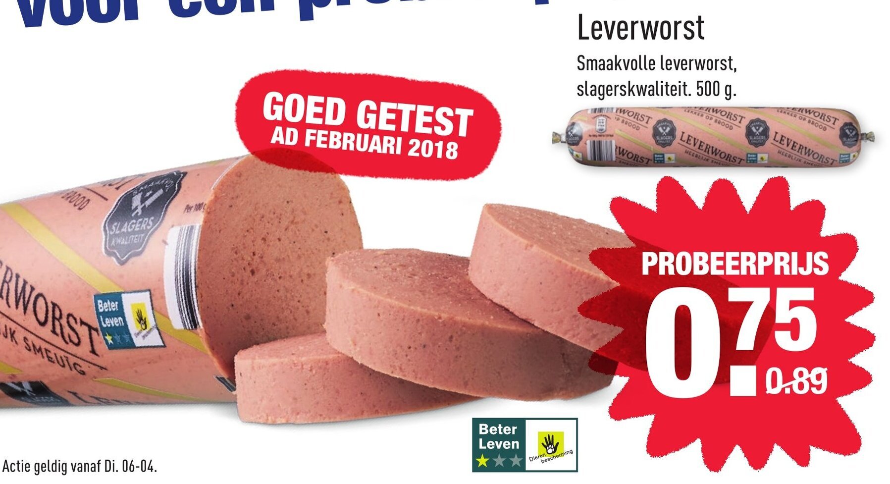Leverworst 500g aanbieding bij ALDI