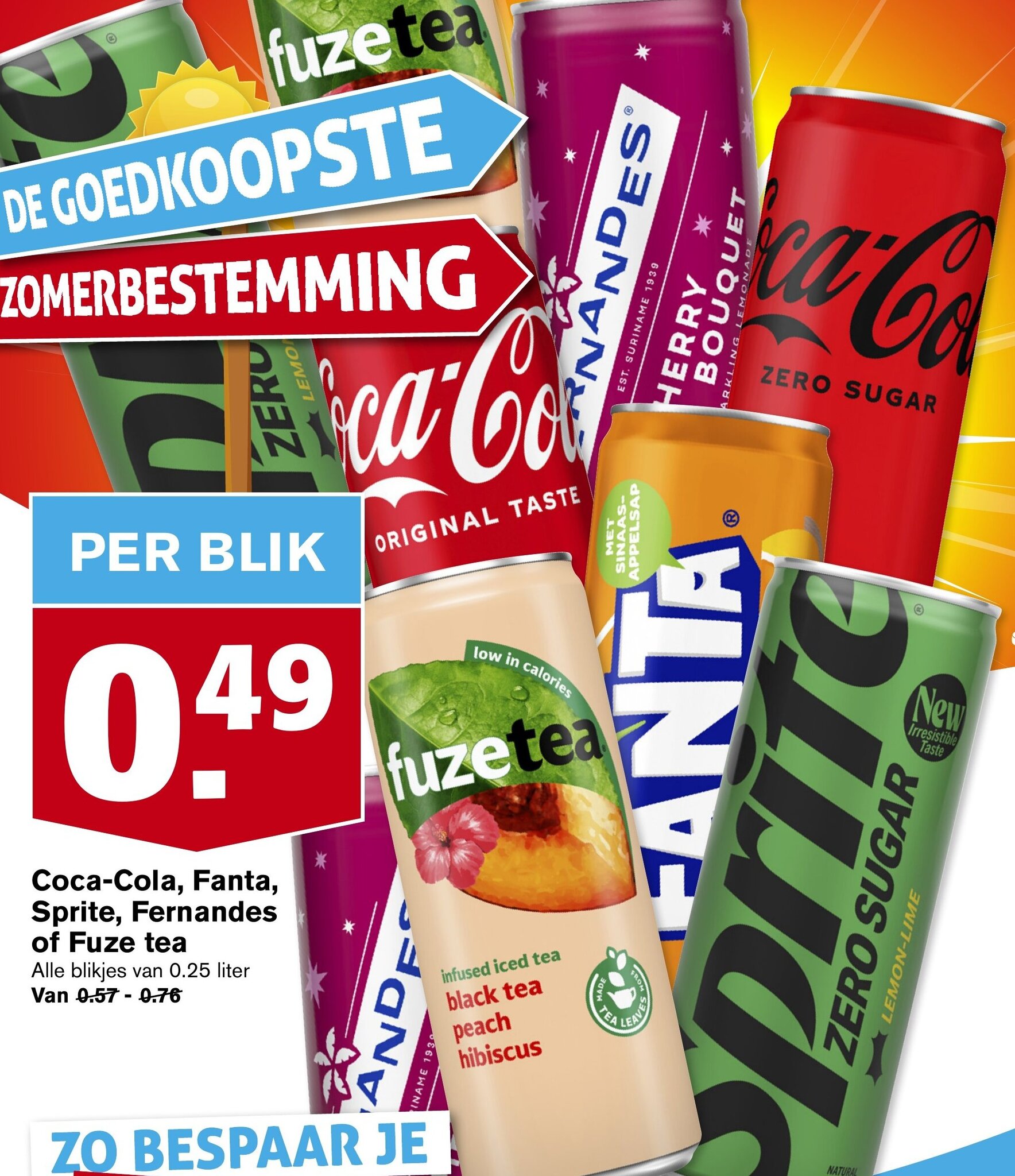 Coca-Cola, Fanta, Sprite, Fernandes of Fuze tea alle blikjes van 0.25 ...