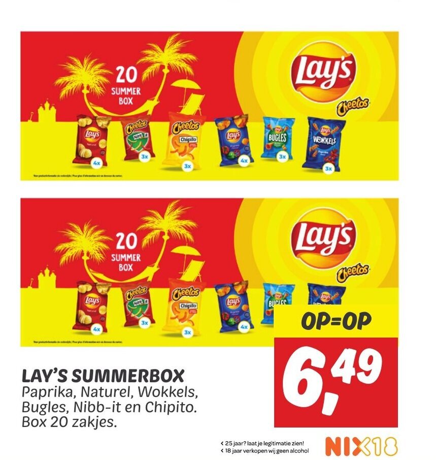 LAY'S SUMMERBOX Paprika, Naturel, Wokkels, Bugles, Nibb-it en Chipito ...