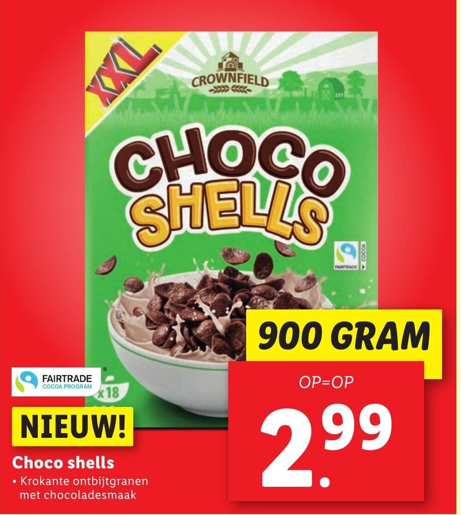 Choco shells 900 gram aanbieding bij Lidl